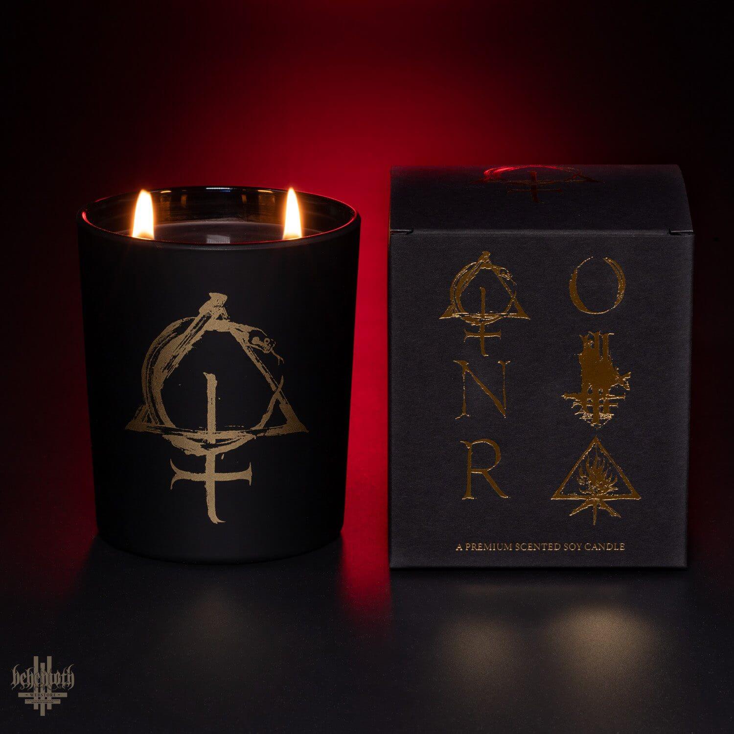 A soy scented candle in a glass jar Behemoth 'CONTRA' – Behemoth ...